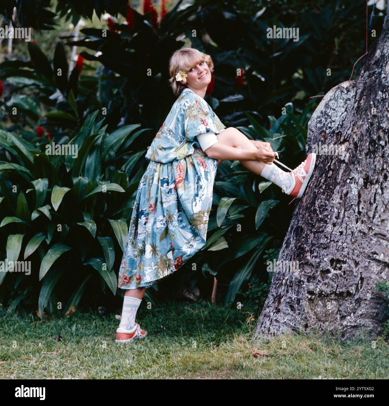Gitte Haenning auf der Karibikinsel Barbados, circa 1981. Danish singer ...