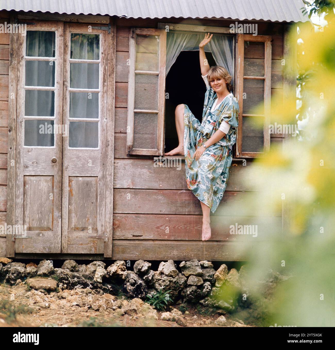 Gitte Haenning auf der Karibikinsel Barbados, circa 1981. Danish singer ...