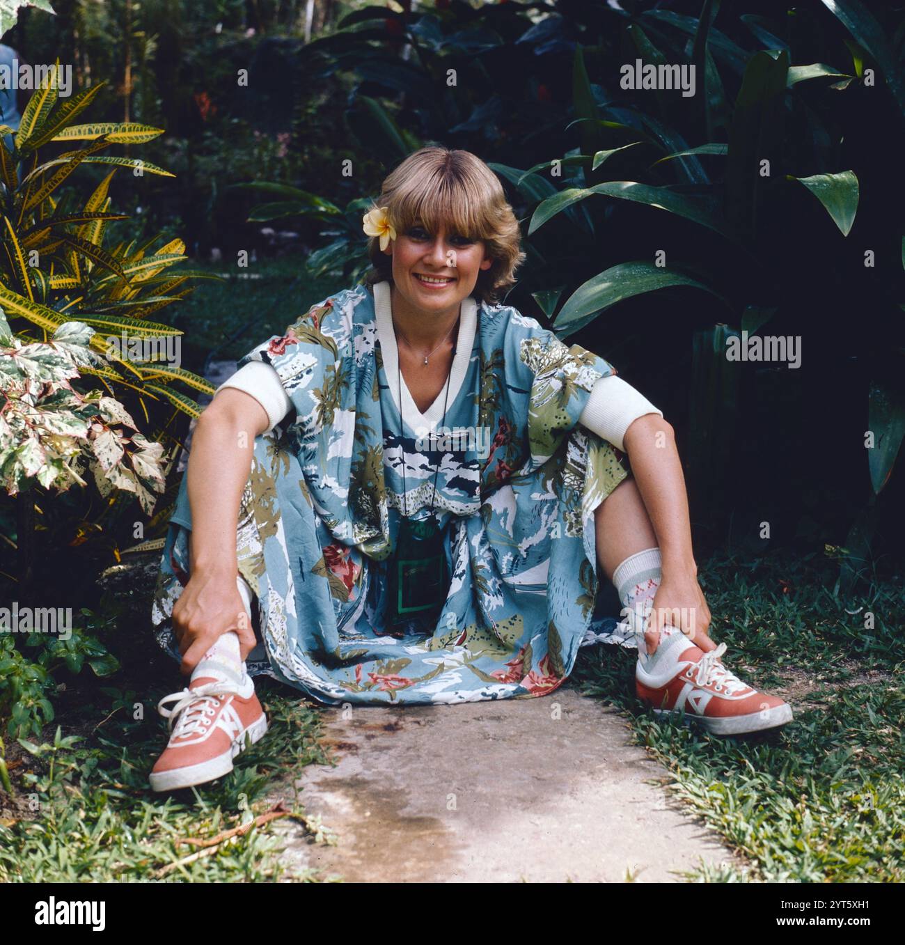 Gitte Haenning auf der Karibikinsel Barbados, circa 1981. Danish singer ...