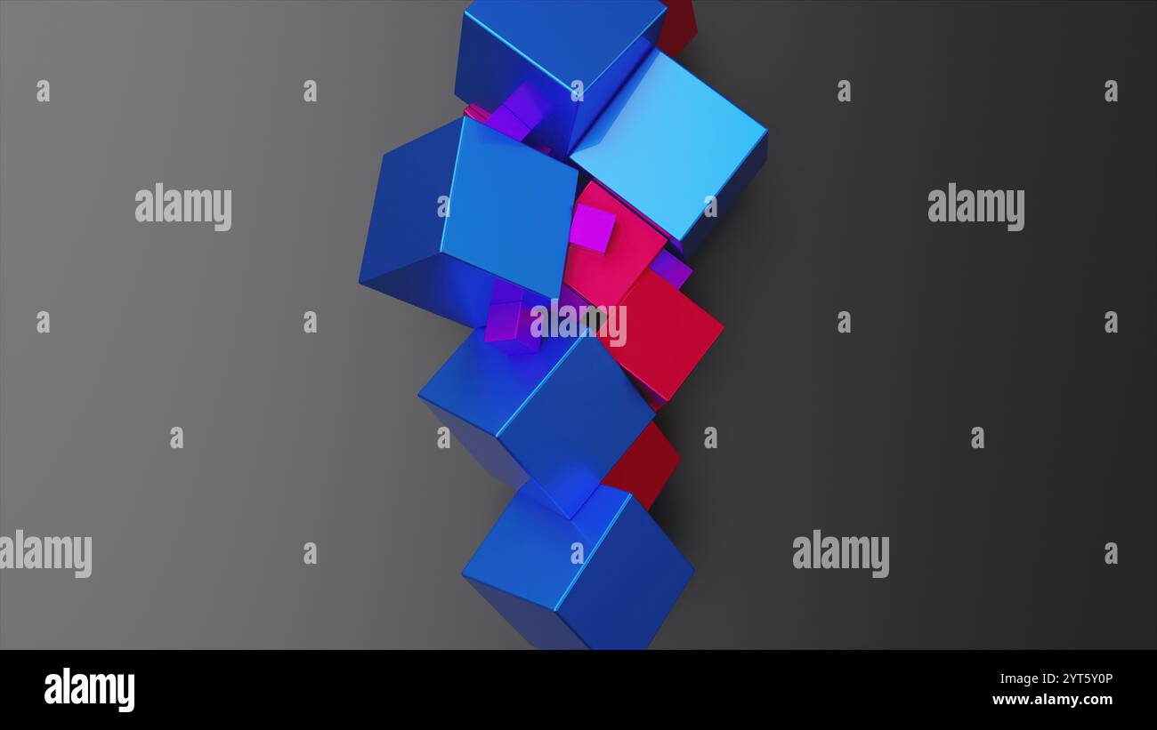 Multicolored cubes in a row. Computer generated Stock Photo - Alamy