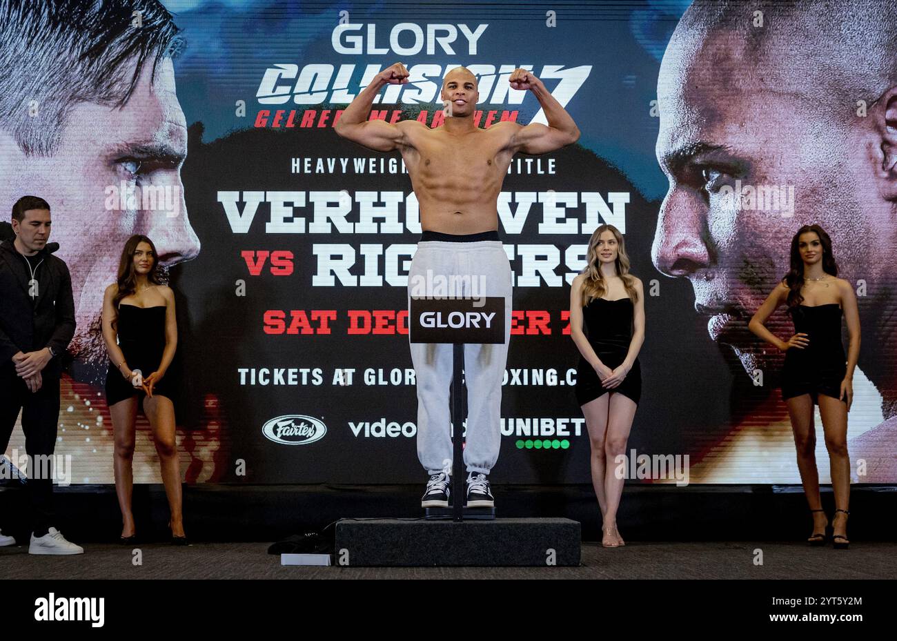 SCHIPHOL - Kickboxer Levi Rigters during the weight-in leading up to their fight during Glory ...