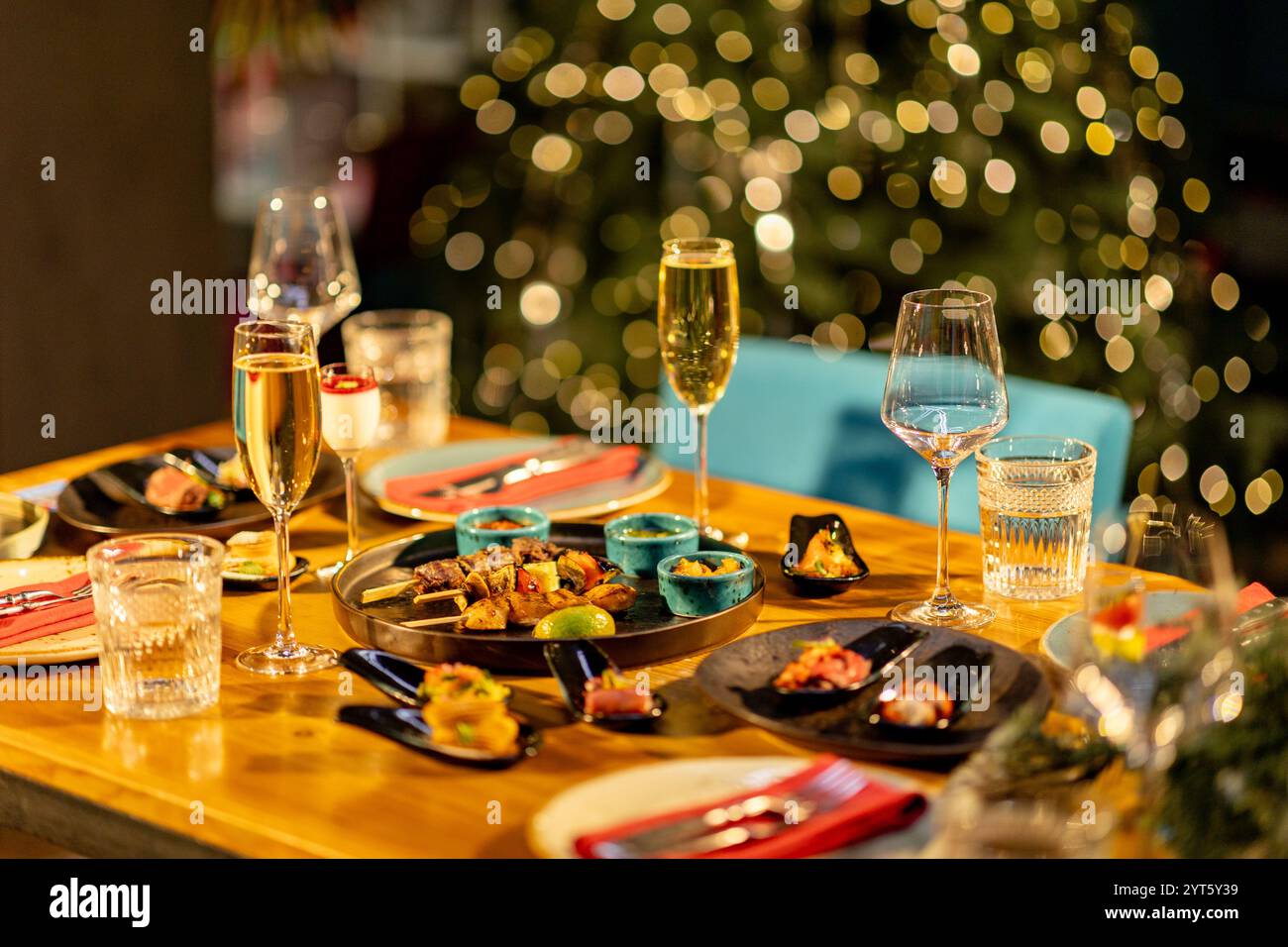 Mexican food and drinks. Restaurant service. Top view. A festive table ...