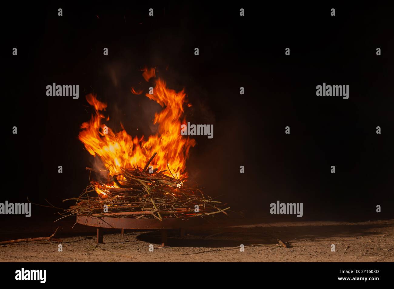 Bonfire Burning Bright at Night Stock Photo - Alamy