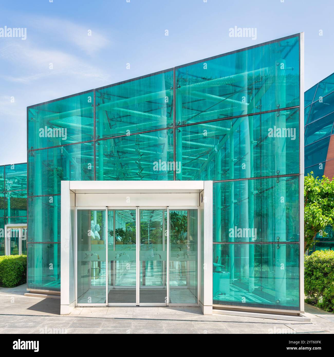Entrance of the International Mugham Center in Baku, Azerbaijan, boasts ...