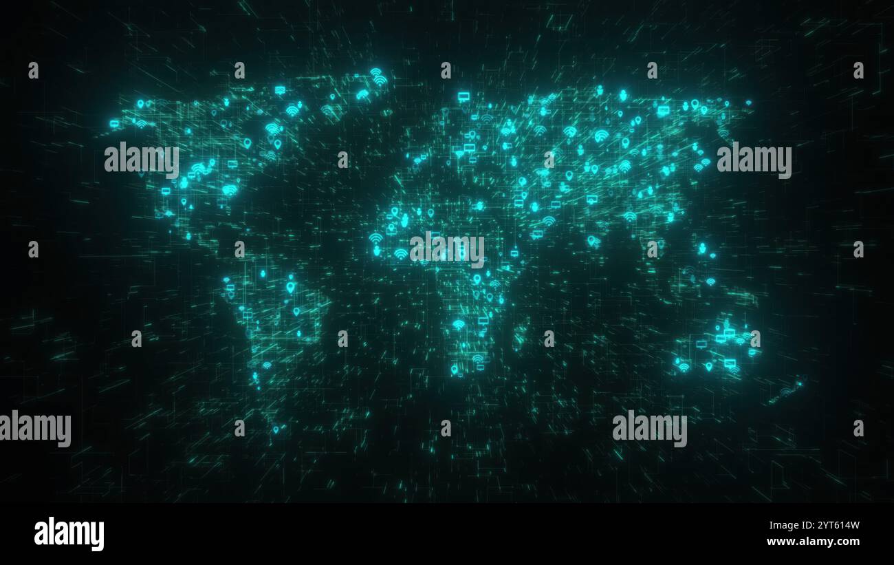 World map global technology of internet of things. Computer generated ...