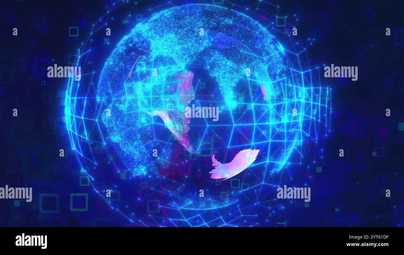 Digital Earth with stroke blocks. Computer generated Stock Photo - Alamy