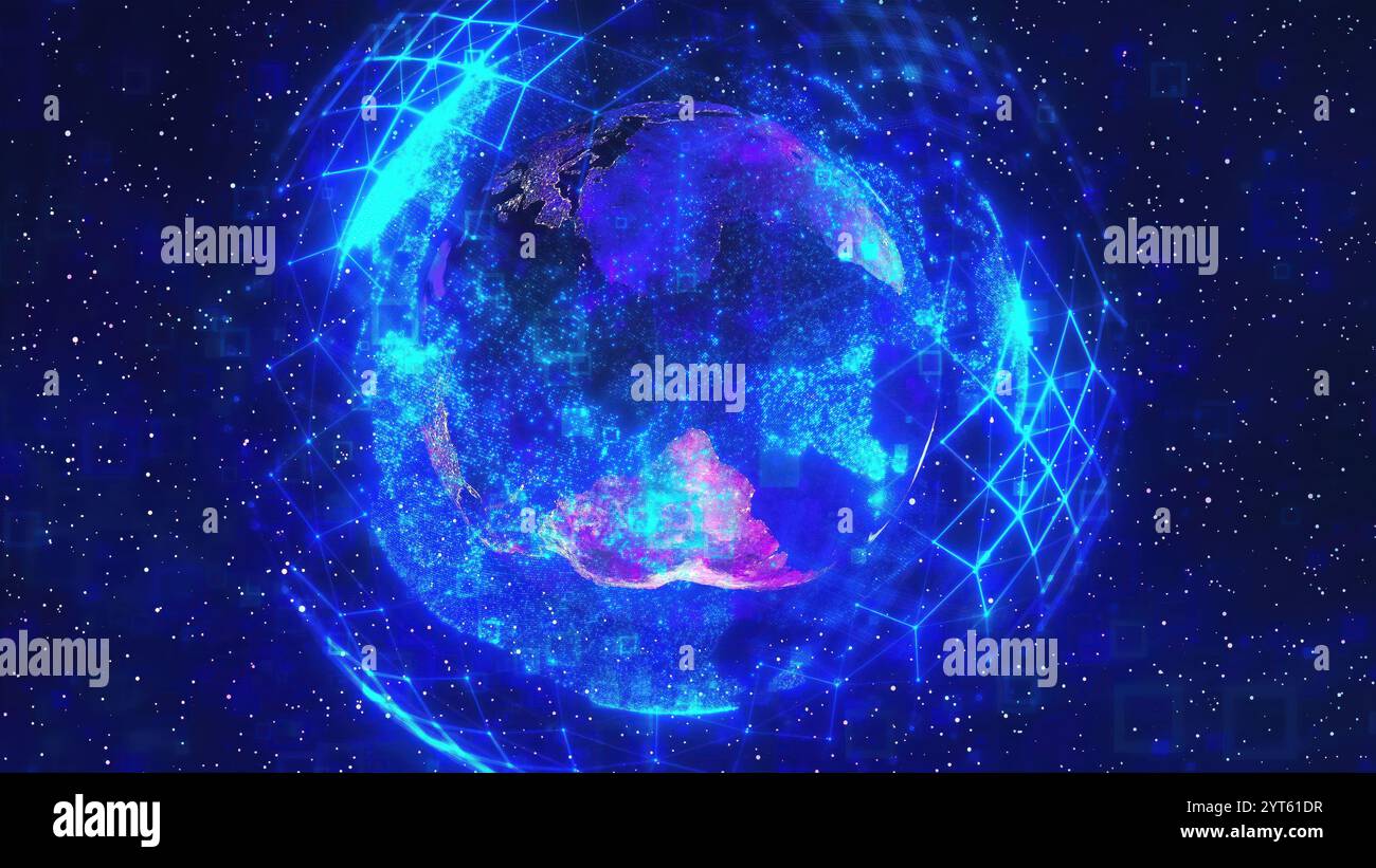 Digital Earth with stroke blocks. Computer generated Stock Photo - Alamy