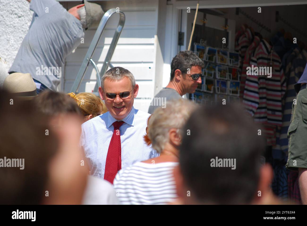 Filming of Doc Martin at Port Isaac in Cornwall Stock Photo - Alamy