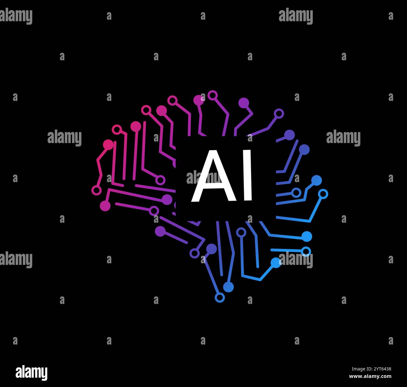 Artifial inteligence vector art technology human brain microchip chin ...