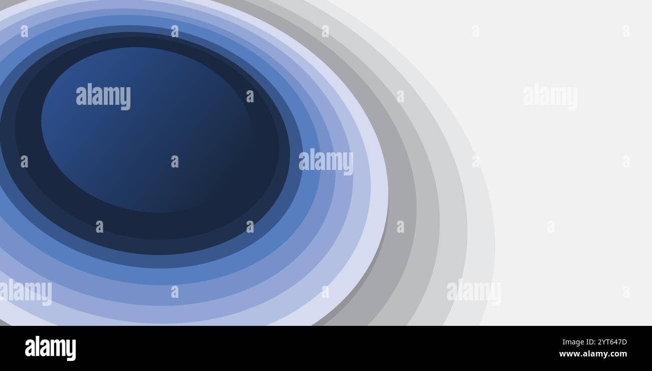 Abstract Minimalist Blue Round Curving, Oval Concentric Shapes on Light ...