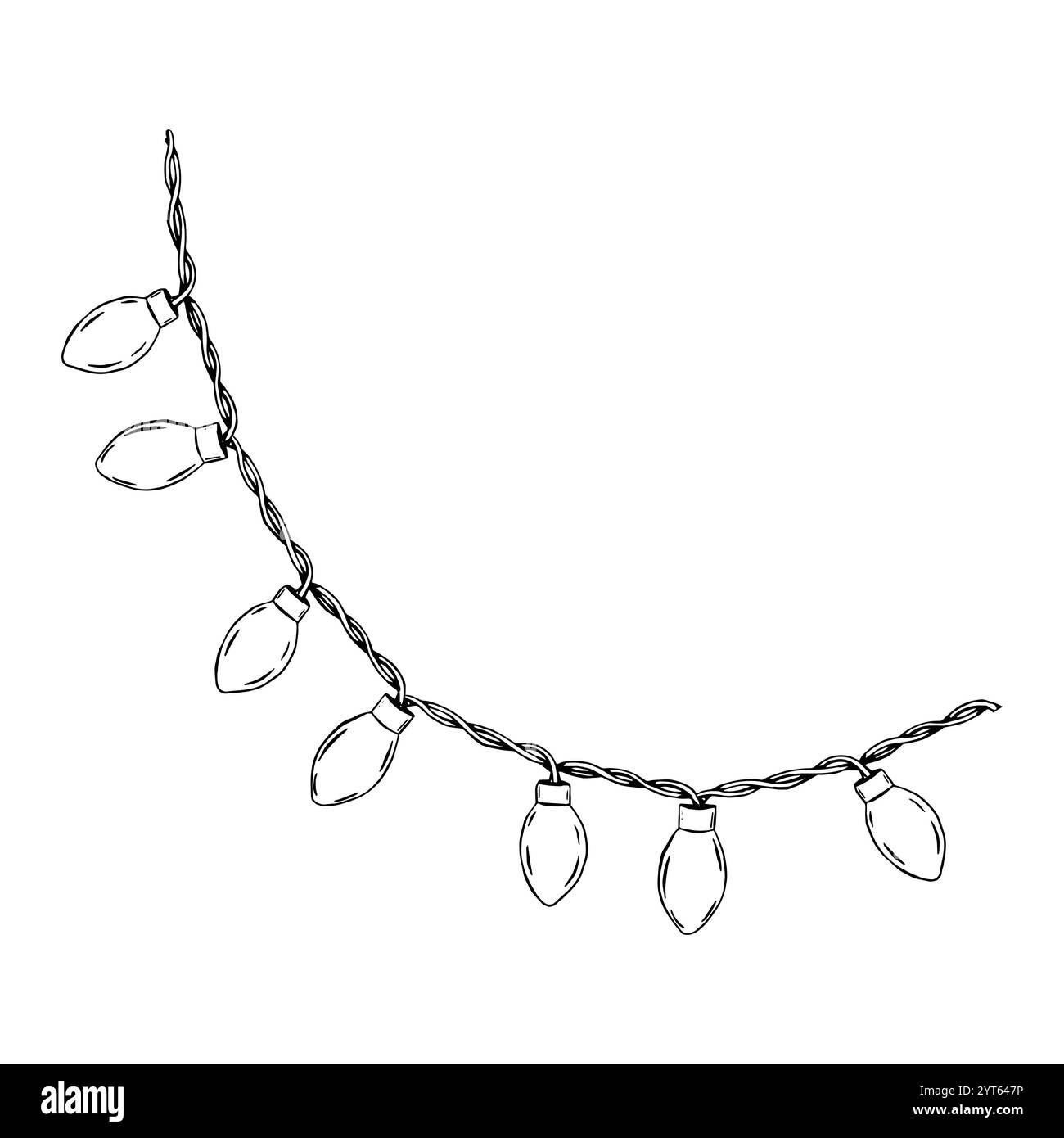 Vector illustration of a string of Christmas lights in a hand drawn ...