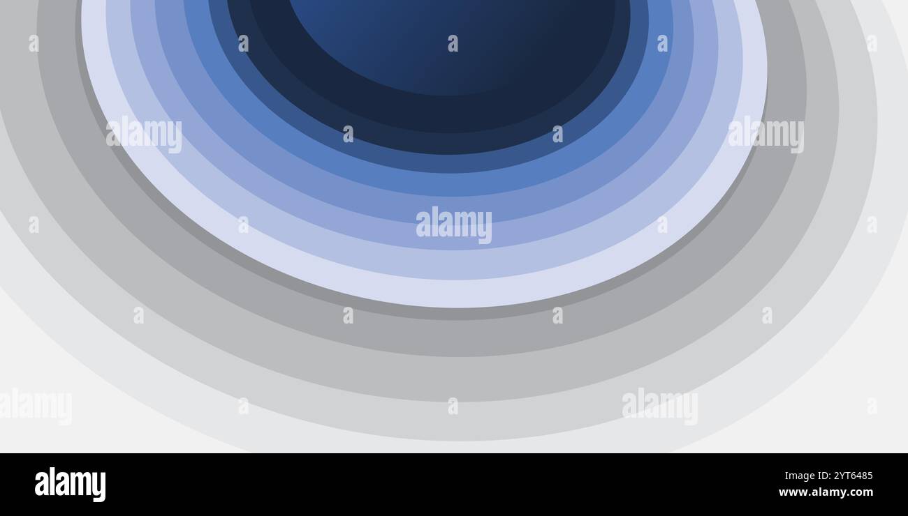 Abstract Minimalist Blue Round Curving, Oval Concentric Shapes on Light ...