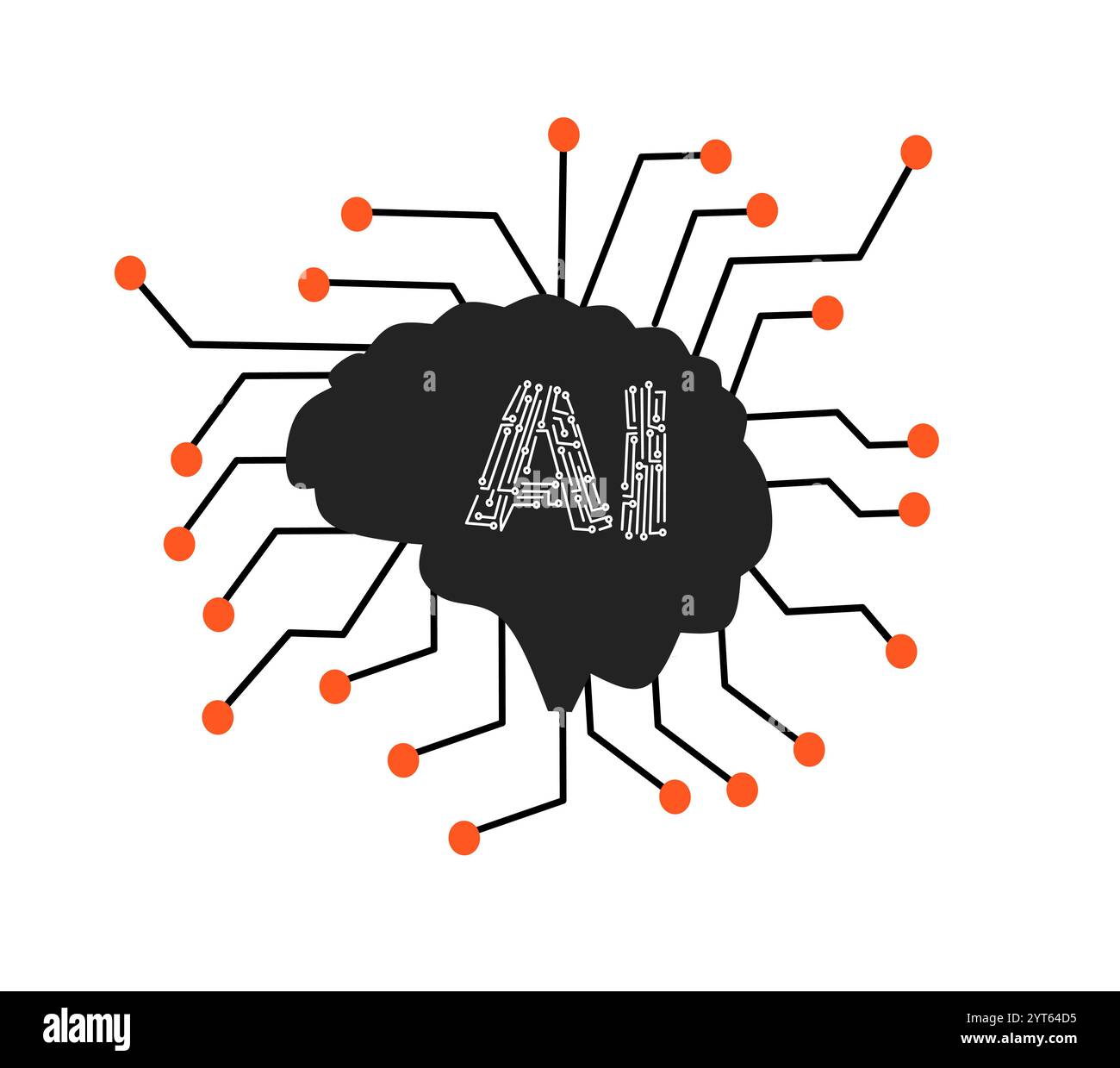 Artifial inteligence vector art technology human brain microchip chin ...