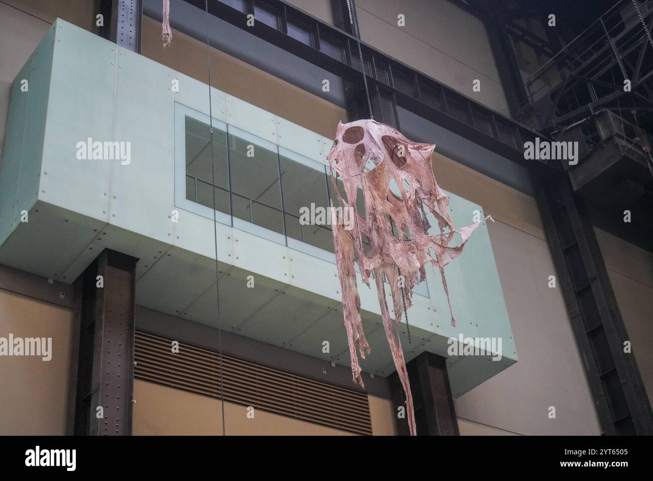 Open Wound with fabric hanging sculptures and mechanical installations ...