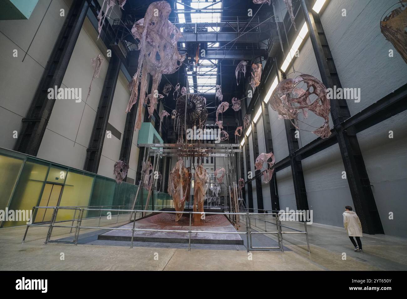 Open Wound with fabric hanging sculptures and mechanical installations ...