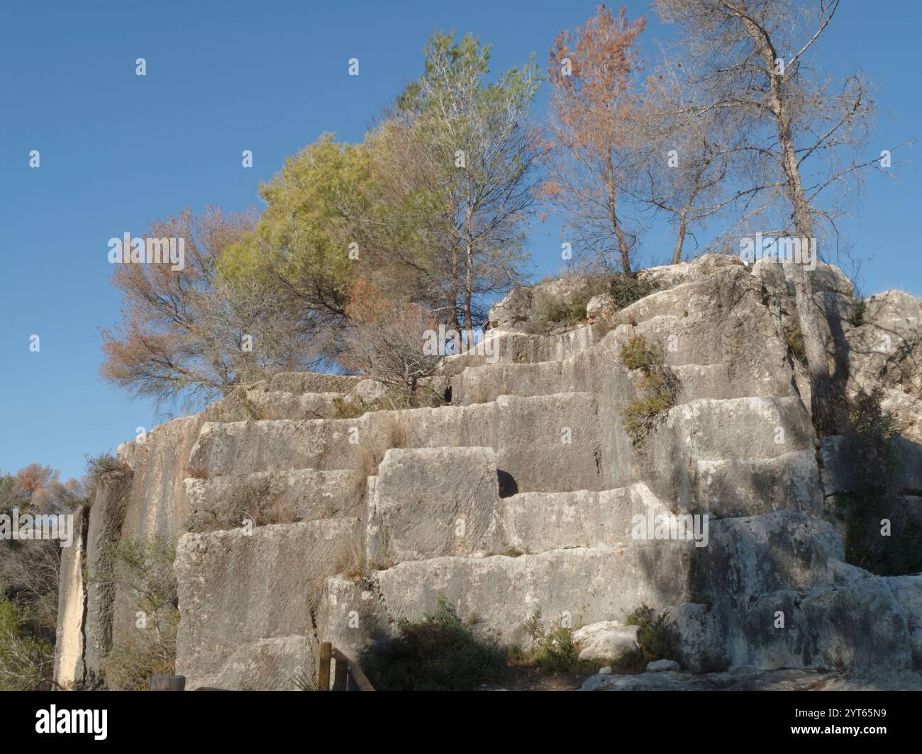 Abandoned Roman quarry of El Medol, near Tarragona, Spain. Most of the ...