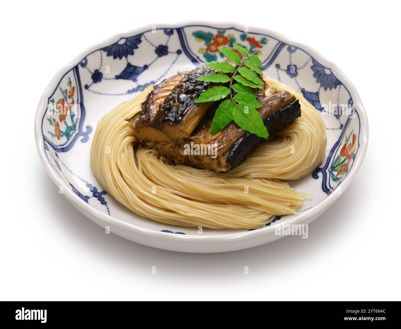 "Yaki- saba somen" is made by simmering grilled mackerel and mixing it ...