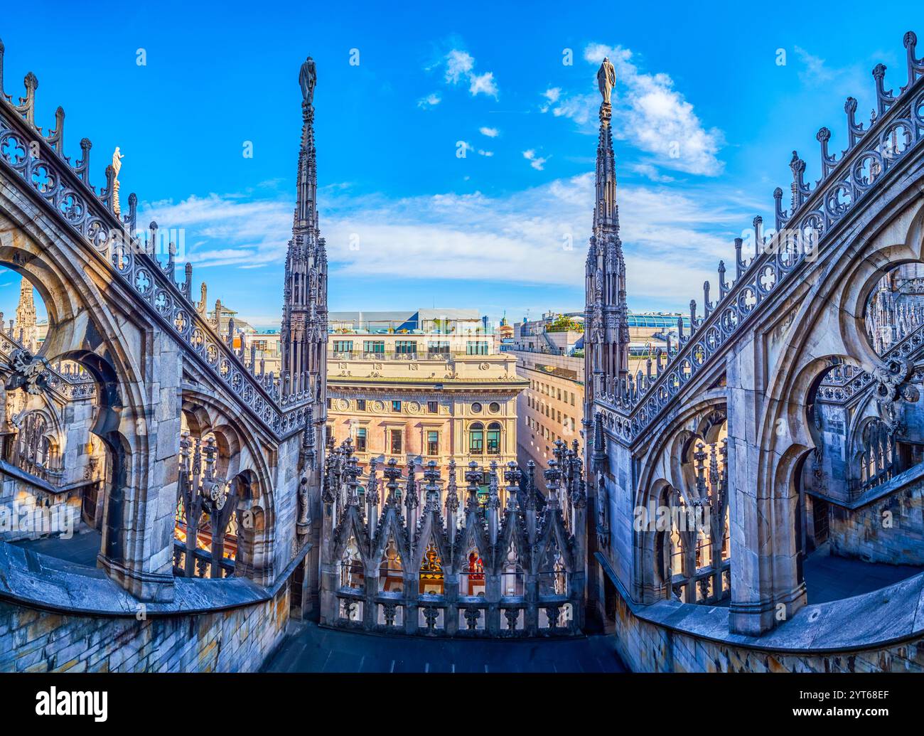 The Gothic flying buttresses, adorned with intricate carvings ...