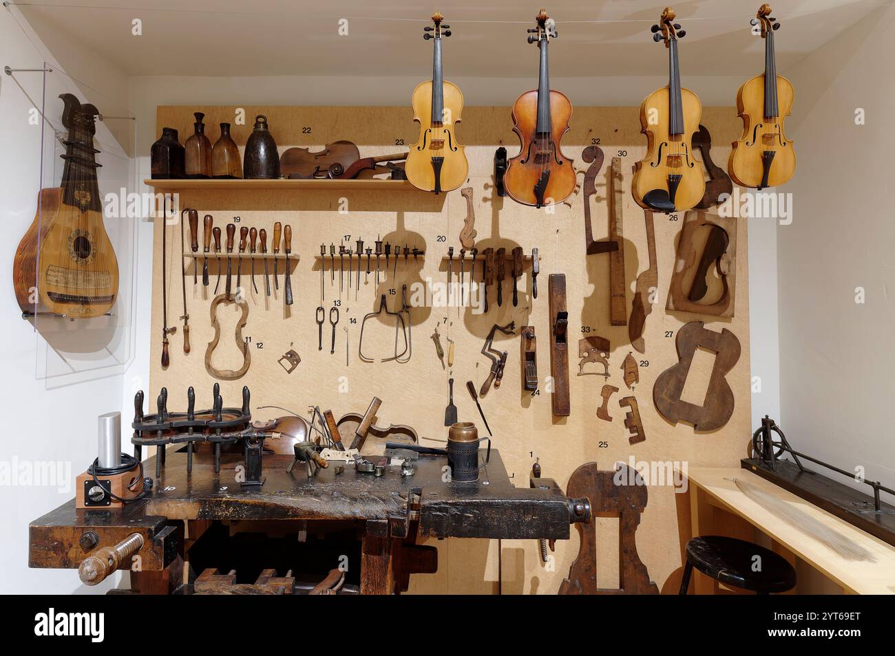 Technical Museum Vienna, Austria. workshop of a violin maker Stock ...