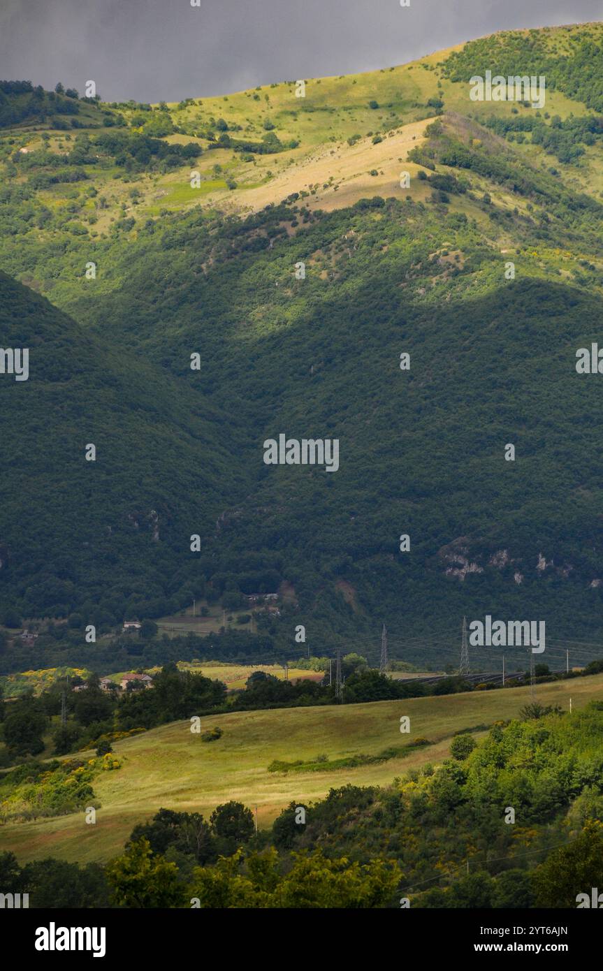 Typical landscape of southern Italy of Lucania in Basilicata. Satriano ...