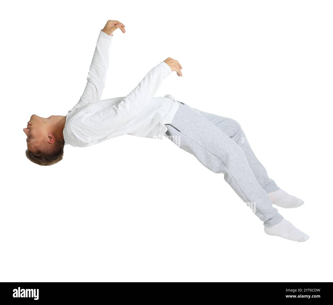 Somnambulist in pajamas on white background. Sleepwalking Stock Photo ...