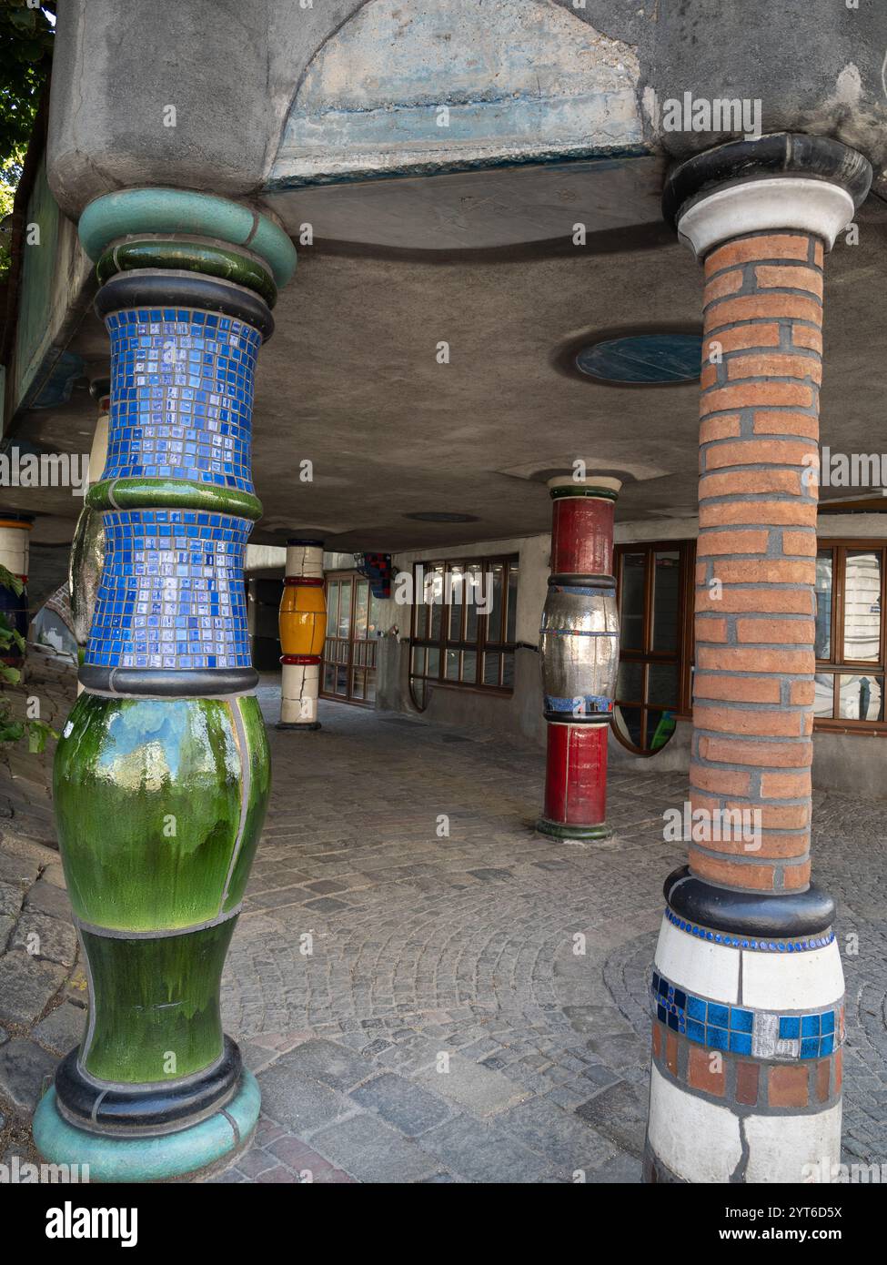 Detail of Columns in Colorful Hundertwasser Village, Blend of Art and ...
