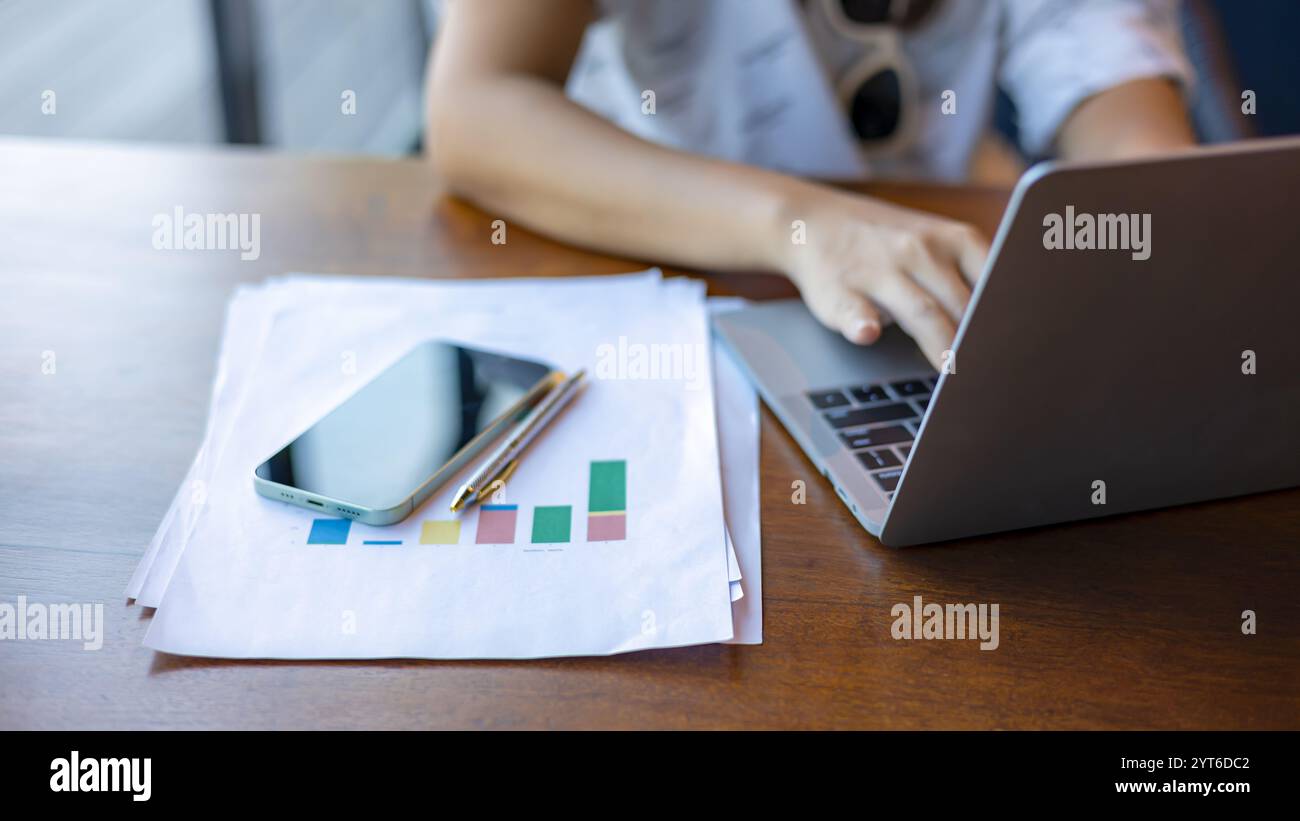 Business woman working from home using laptop online meeting in home ...