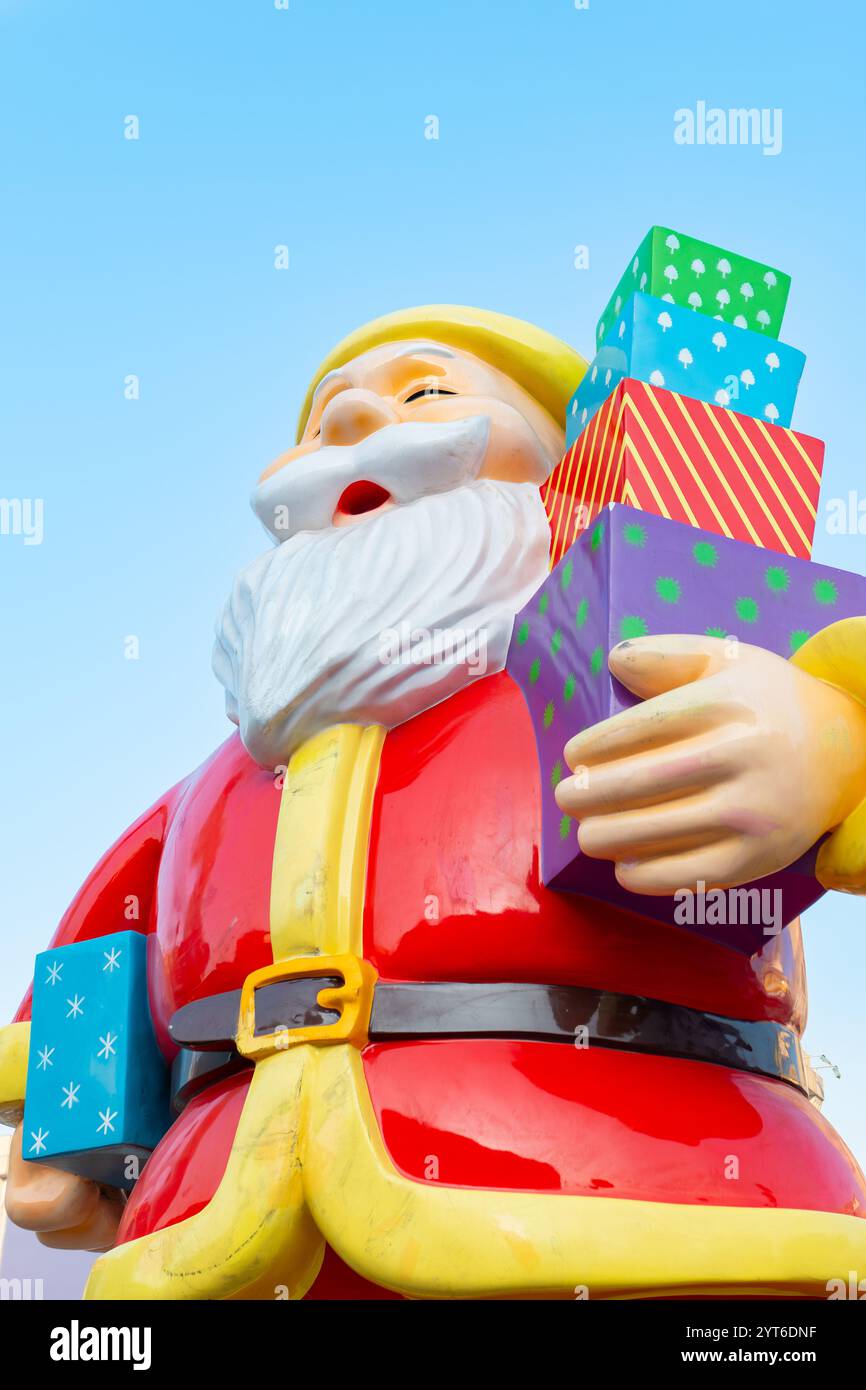 giant santa claus model in the outdoor at vertical composition Stock ...