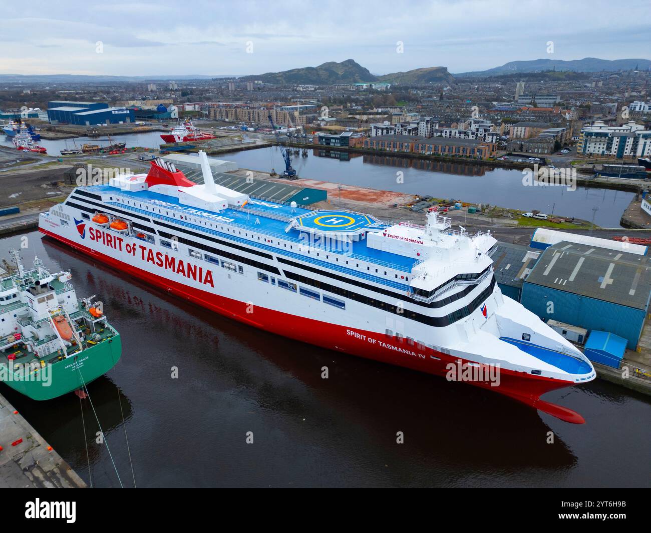 Spirit of Tasmania IV passenger ferry laid up at Port of Leith ...