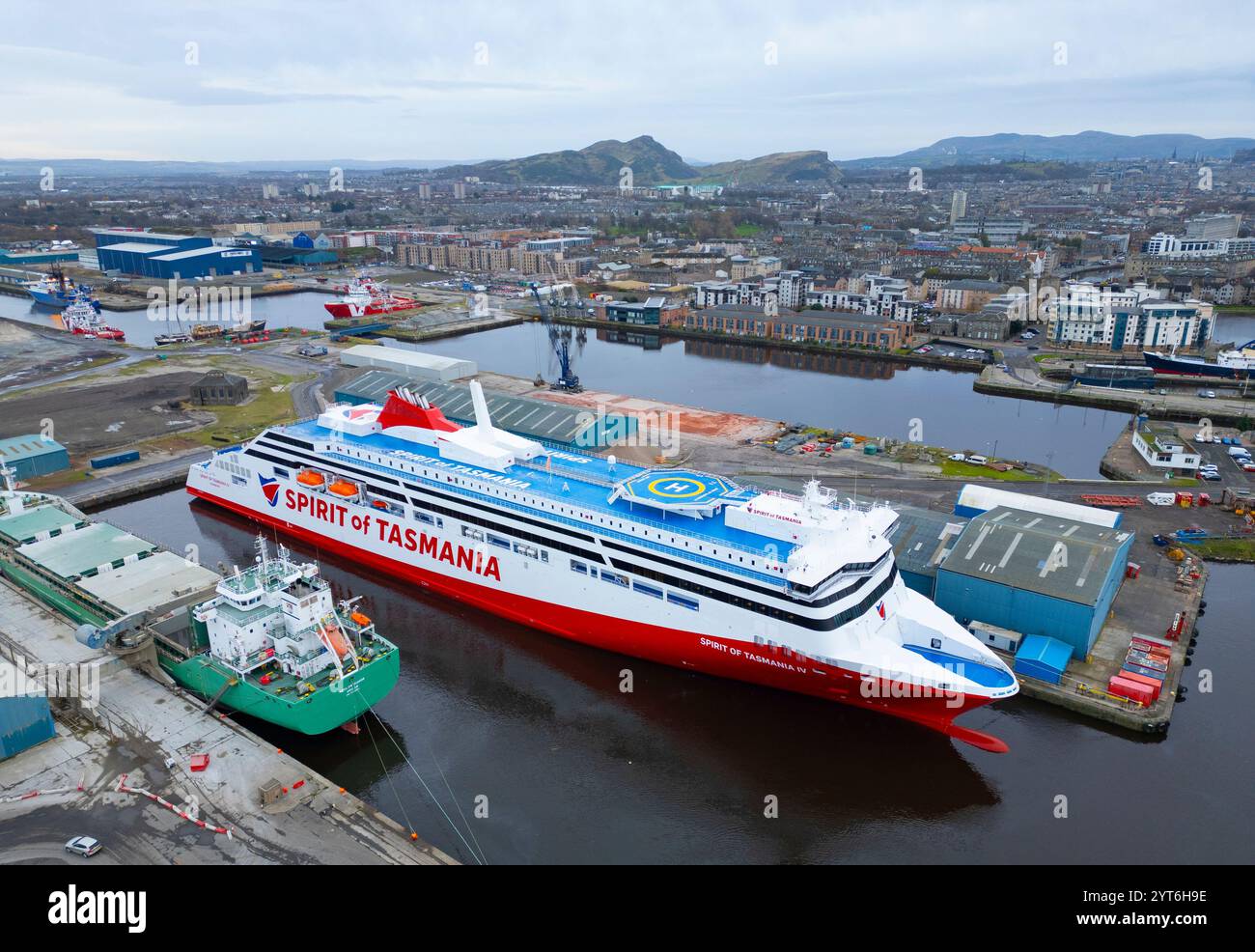 Spirit of Tasmania IV passenger ferry laid up at Port of Leith ...