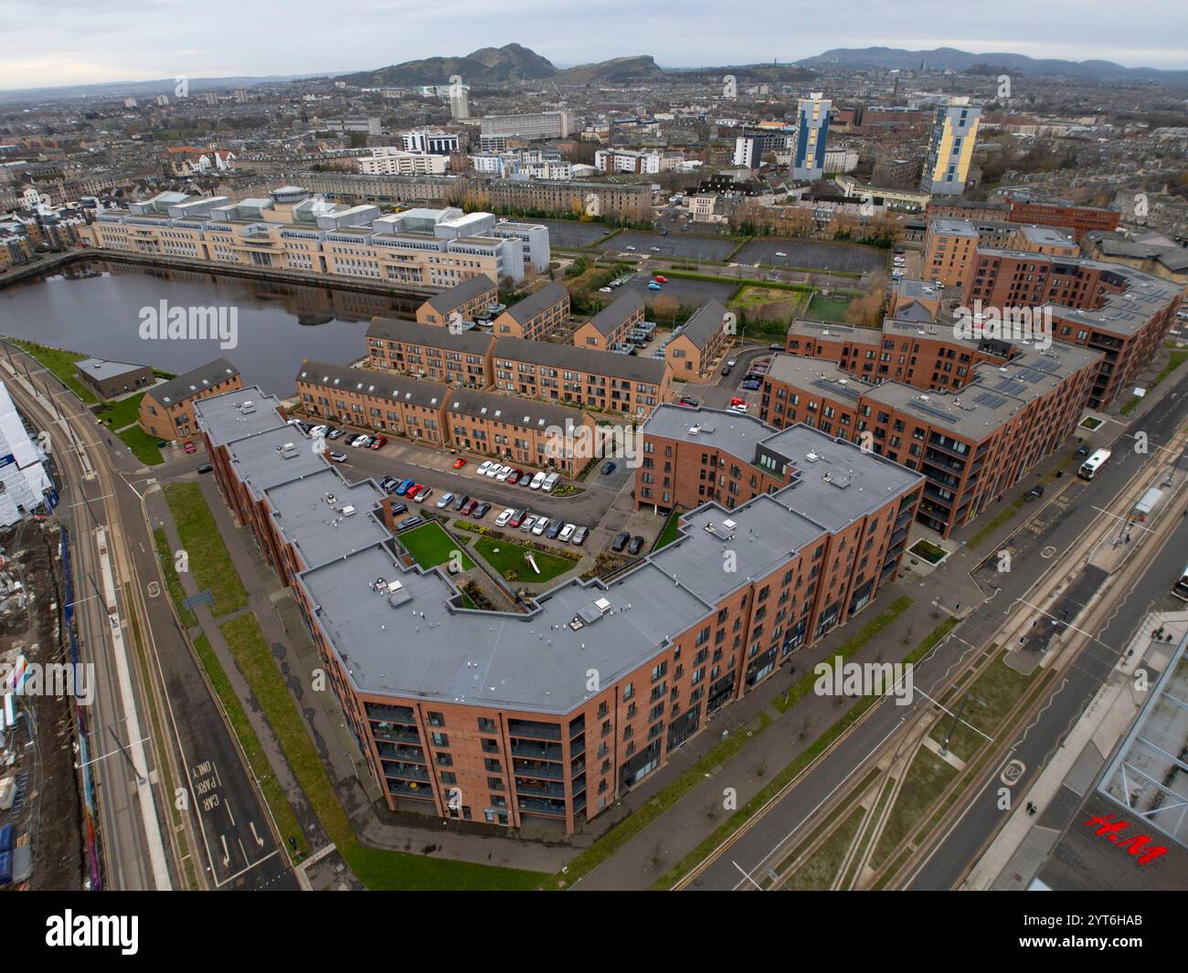 Aerial view of new housing at Ocean Terminal in Leith , Edinburgh ...