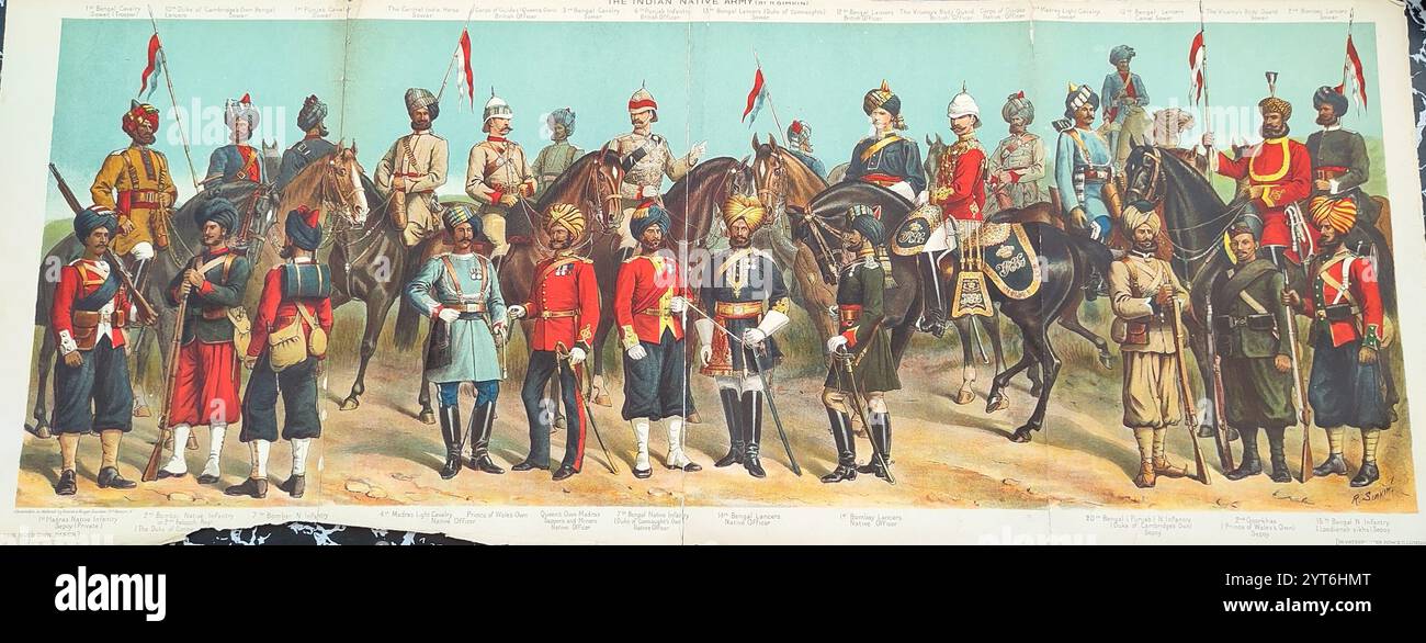 The Indian Native Army (by R Simkin) chromolithographed folding ...