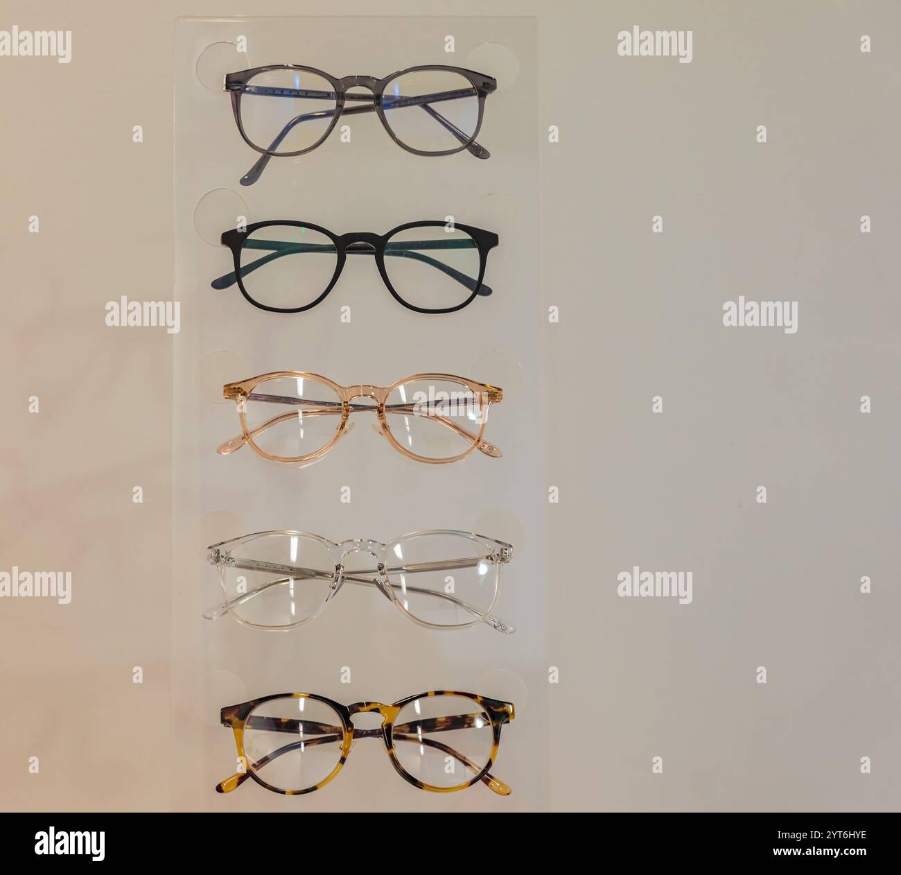 Display full of modern eyeglasses of all kinds and models in the ...