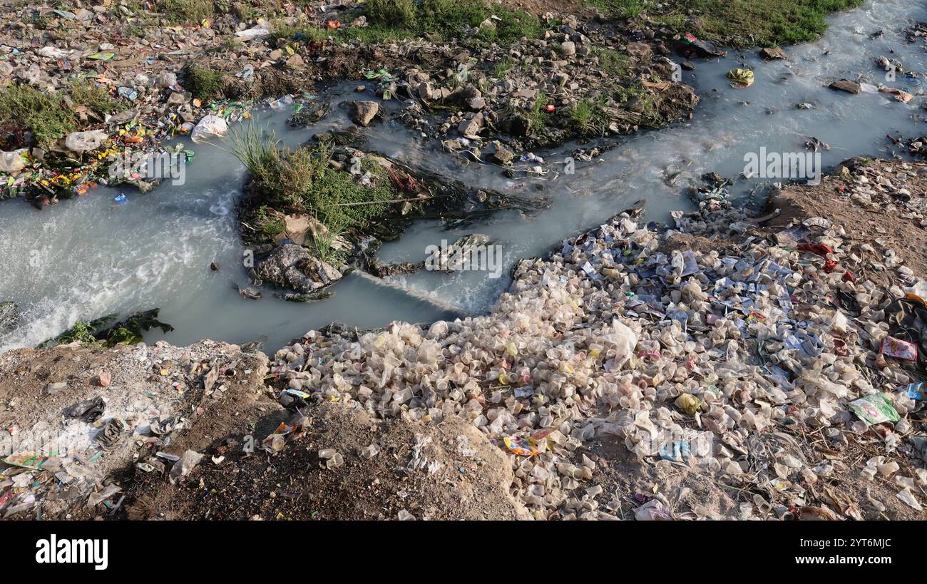 India, Gujarat, Surendranagar, Polluted River Stock Photo - Alamy