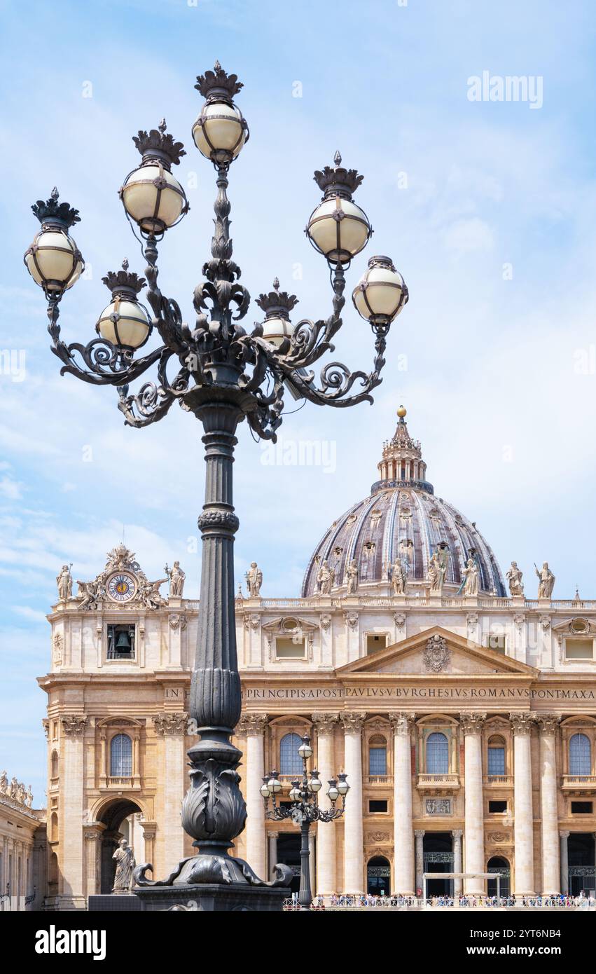 Street lights and Saint Peter's Basilica dome as seen from Saint Peter ...