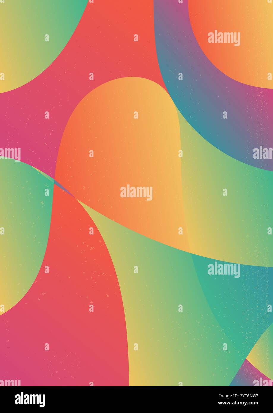 Warm and Cool Retro Gradient with Curvilinear Shapes. Abstract gradient background with flowing ...