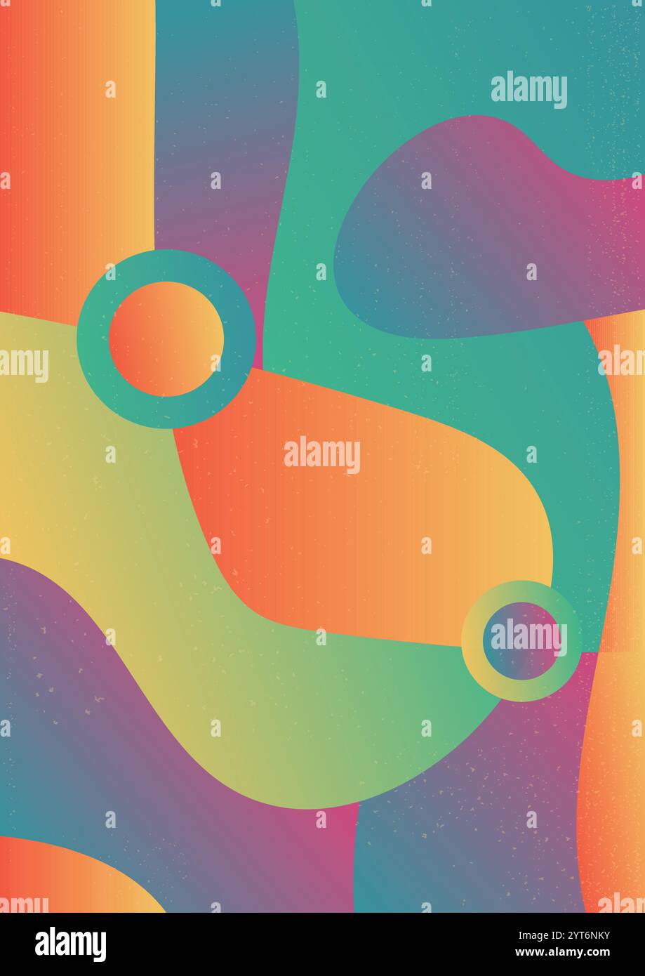 Warm and Cool Retro Gradient with Curvilinear Shapes. Abstract gradient background with flowing ...