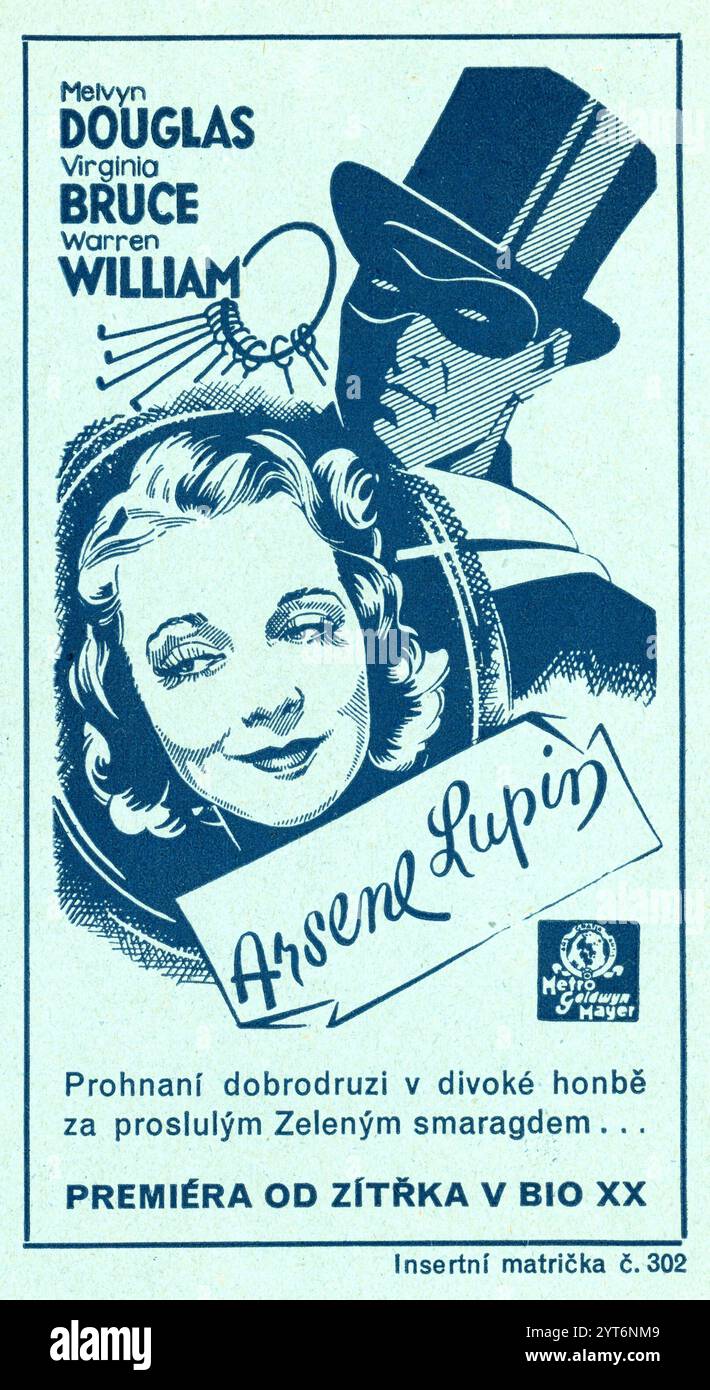 MELVYN DOUGLAS VIRGINIA BRUCE and WARREN WILLIAM in ARSENE LUPIN ...