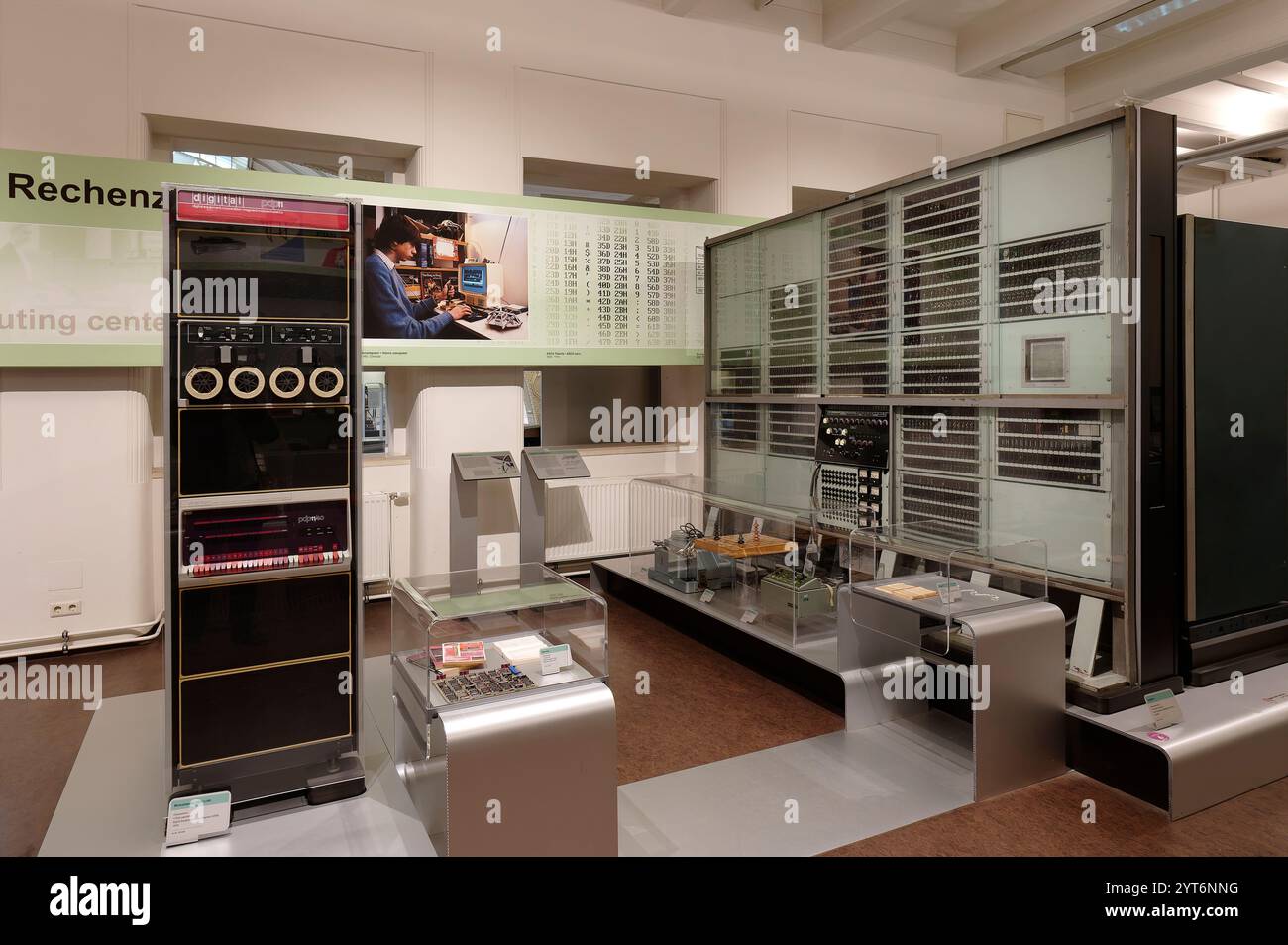 Technical Museum Vienna, Austria. (L) Minicomputer PDP11/40 1973 and (R ...