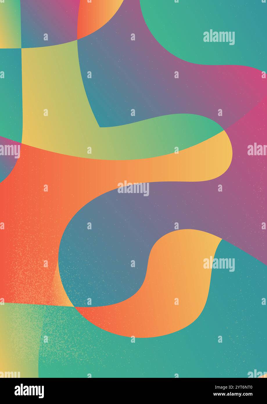 Warm and Cool Retro Gradient with Curvilinear Shapes. Abstract gradient background with flowing ...