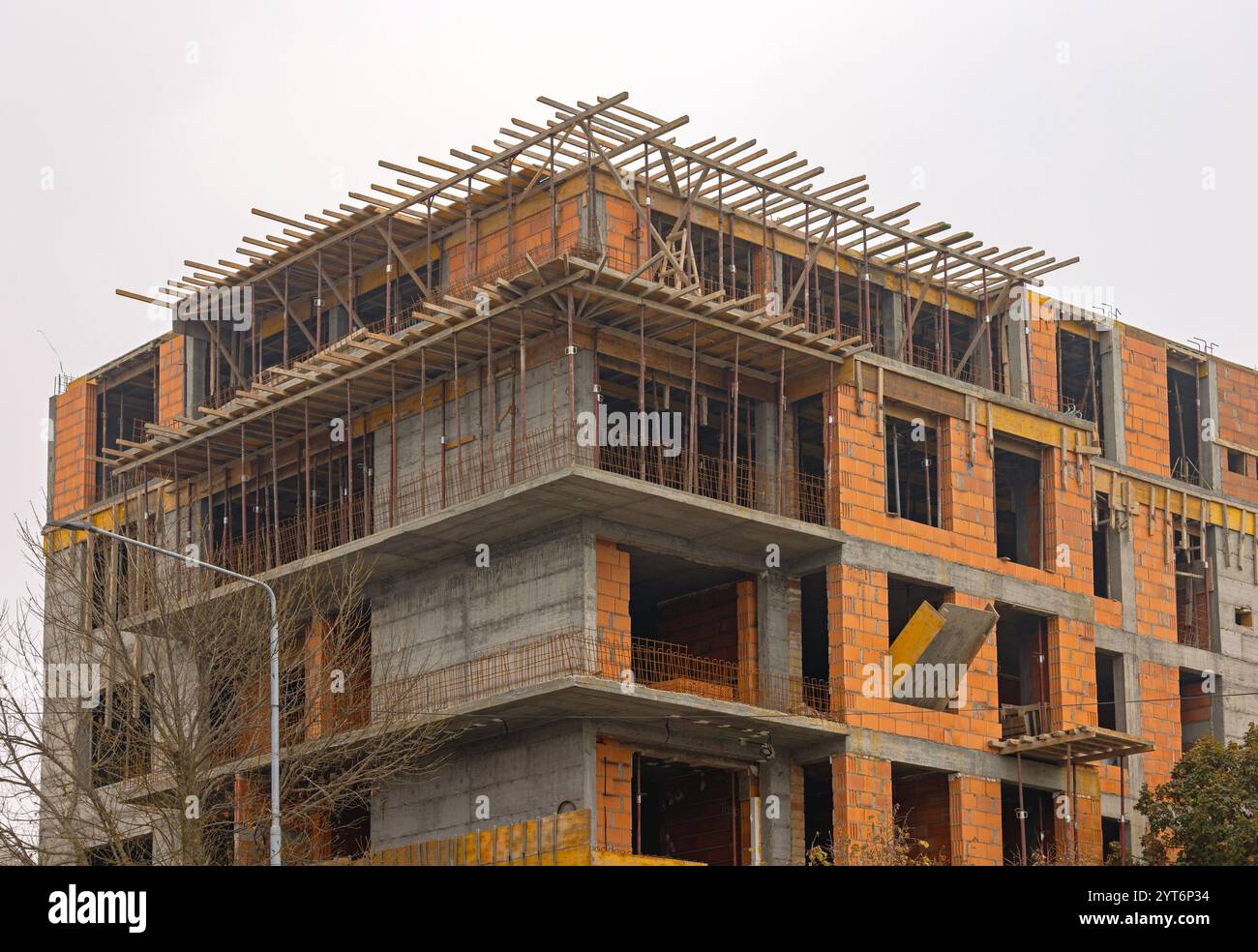 Rebar Concrete and Blocks Scaffolding at Residential Building ...