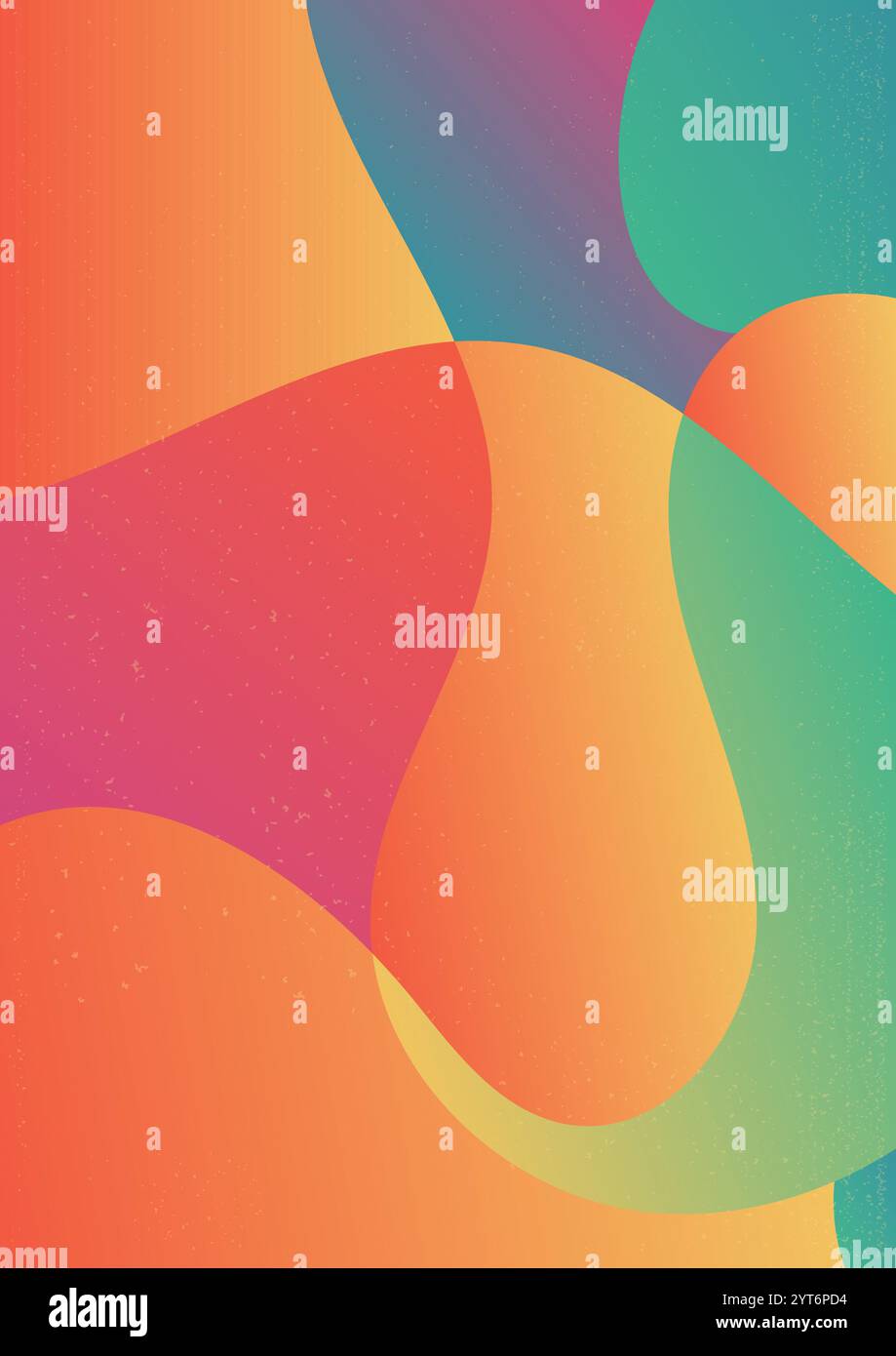 Warm and Cool Retro Gradient with Curvilinear Shapes. Abstract gradient background with flowing ...