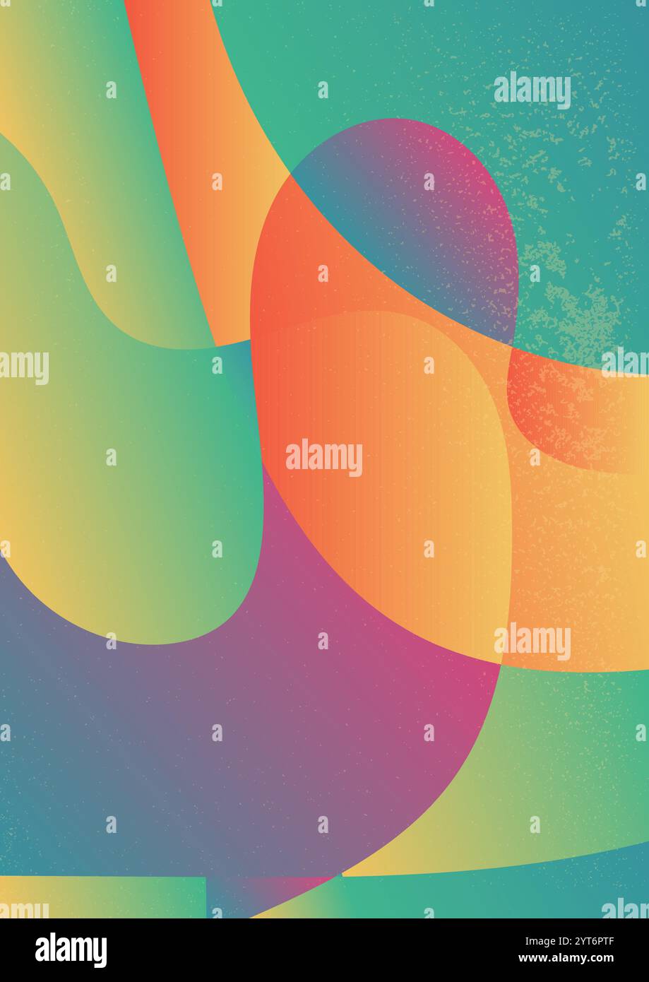 Warm and Cool Retro Gradient with Curvilinear Shapes. Abstract gradient background with flowing ...