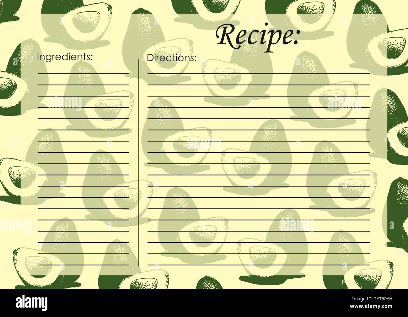 Recipe card template, empty blank. Cartoon recipe card template with ...