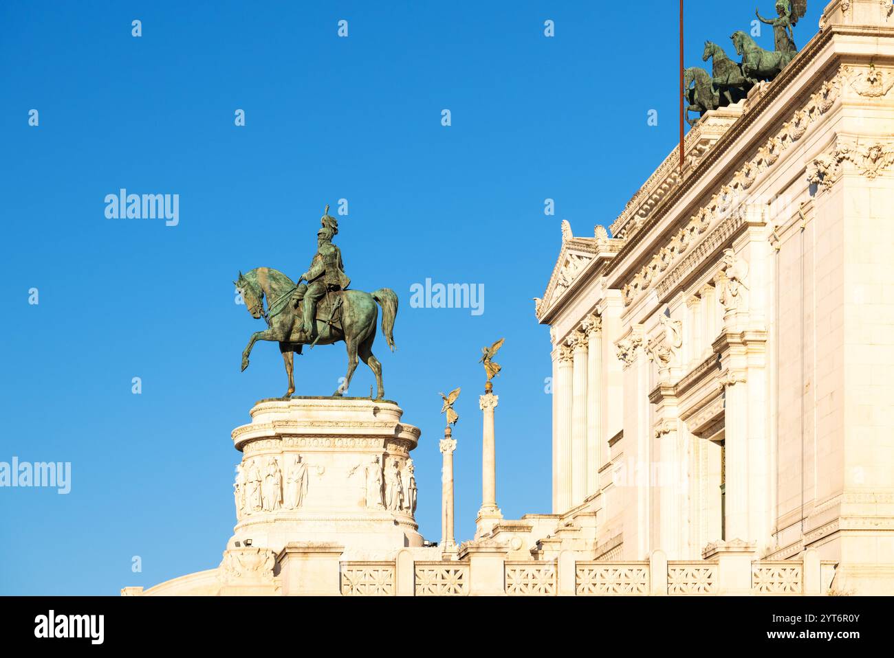 An equestrian sculpture of Victor Emmanuel II, a part of the The ...