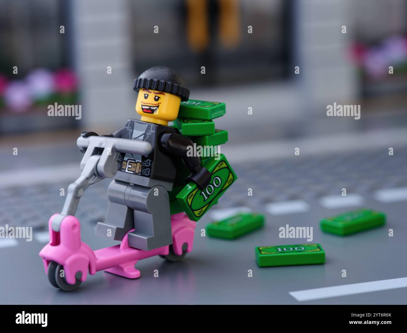 Tambov, Russian Federation - July 12, 2024 Lego robber minifigure ...