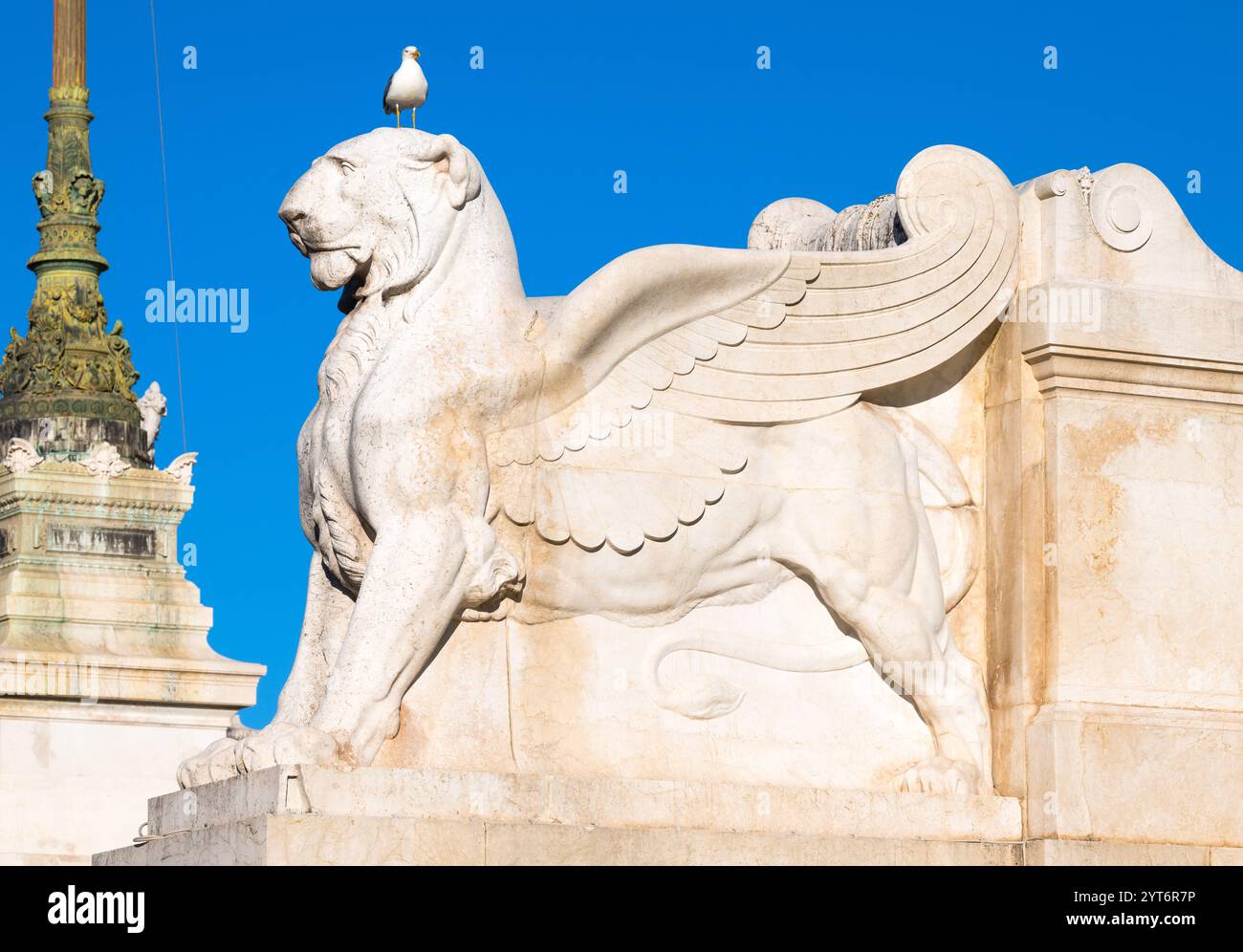 Marble winged lion, part of the The Vittoriano monument (also Monumento ...