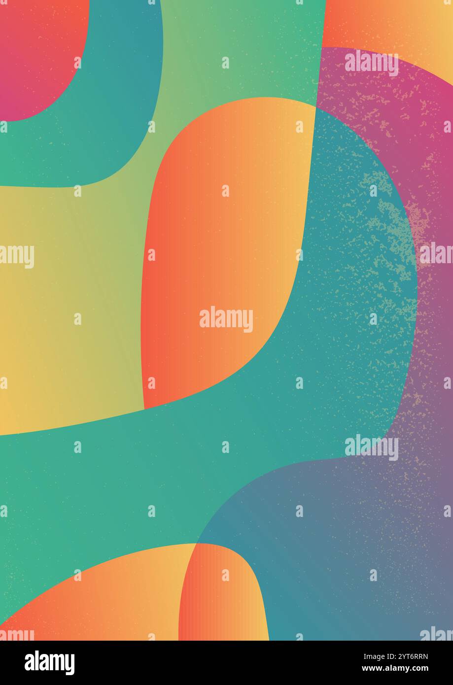 Warm and Cool Retro Gradient with Curvilinear Shapes. Abstract gradient background with flowing ...