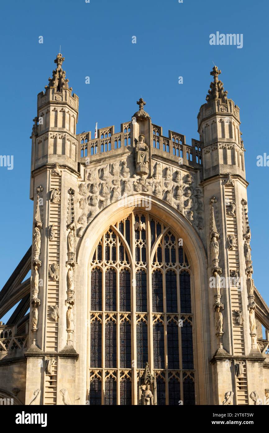 Views of Bath in the winter light Front of Bath Abbey with Blue sky ...