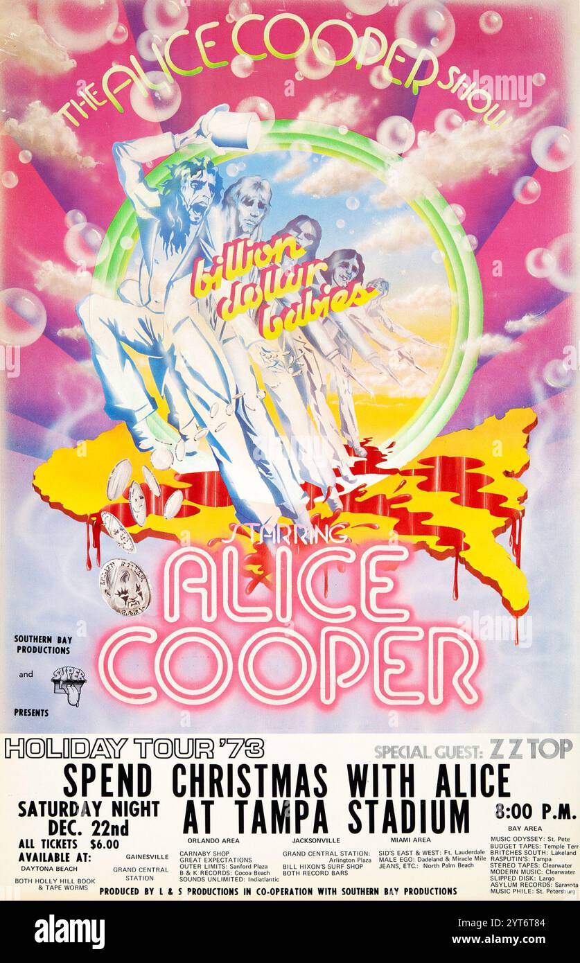 Alice Cooper and ZZ Top - 1973 Billion Dollar Babies Concert Poster ...